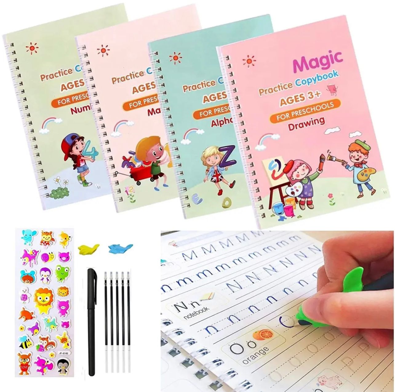 4 Pcs Set Magic Practice Copybook Book For Kids Calligraphy English Le ...